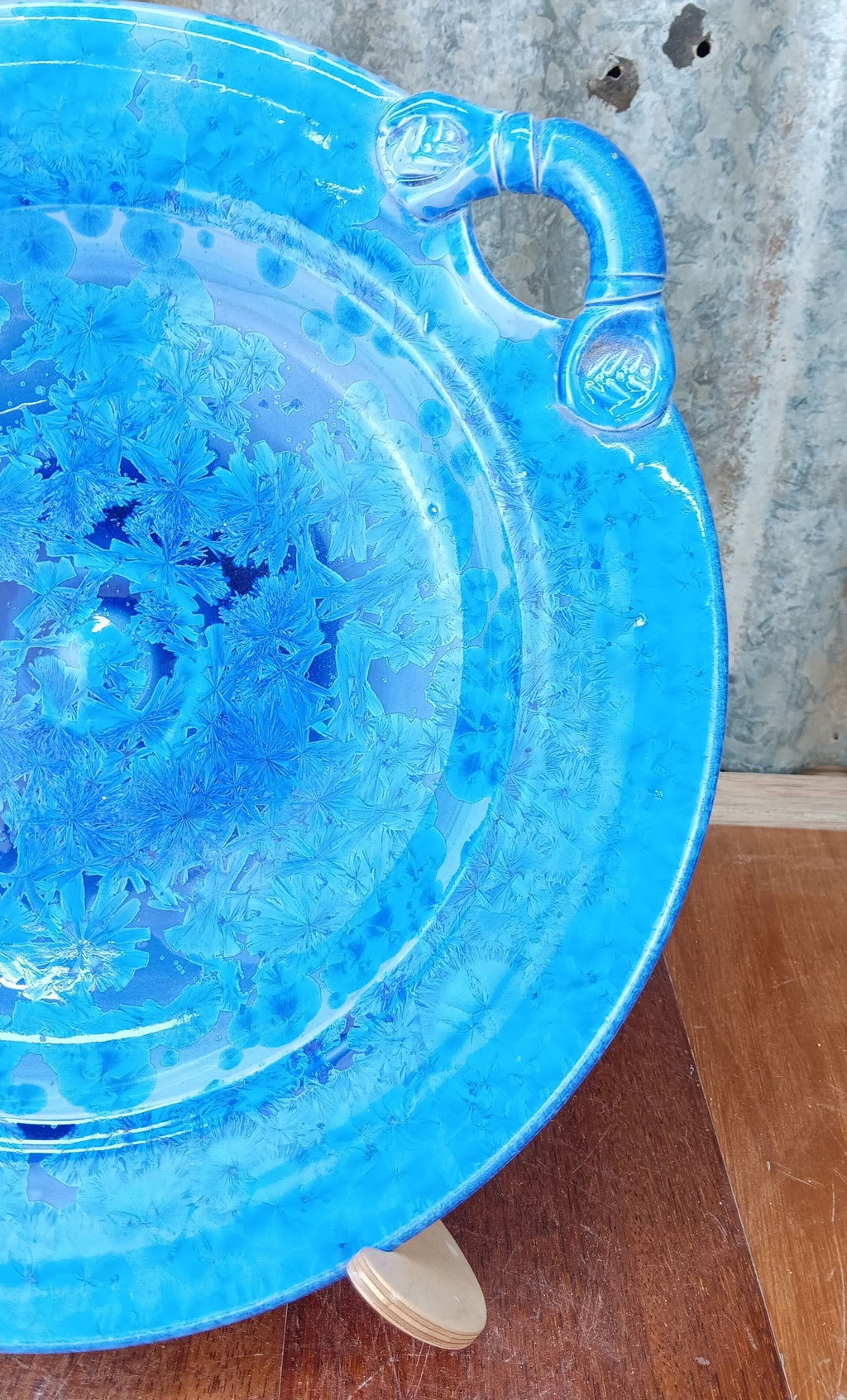 Crystaline Glaze Blue large Platter – Peter Wallace Pottery