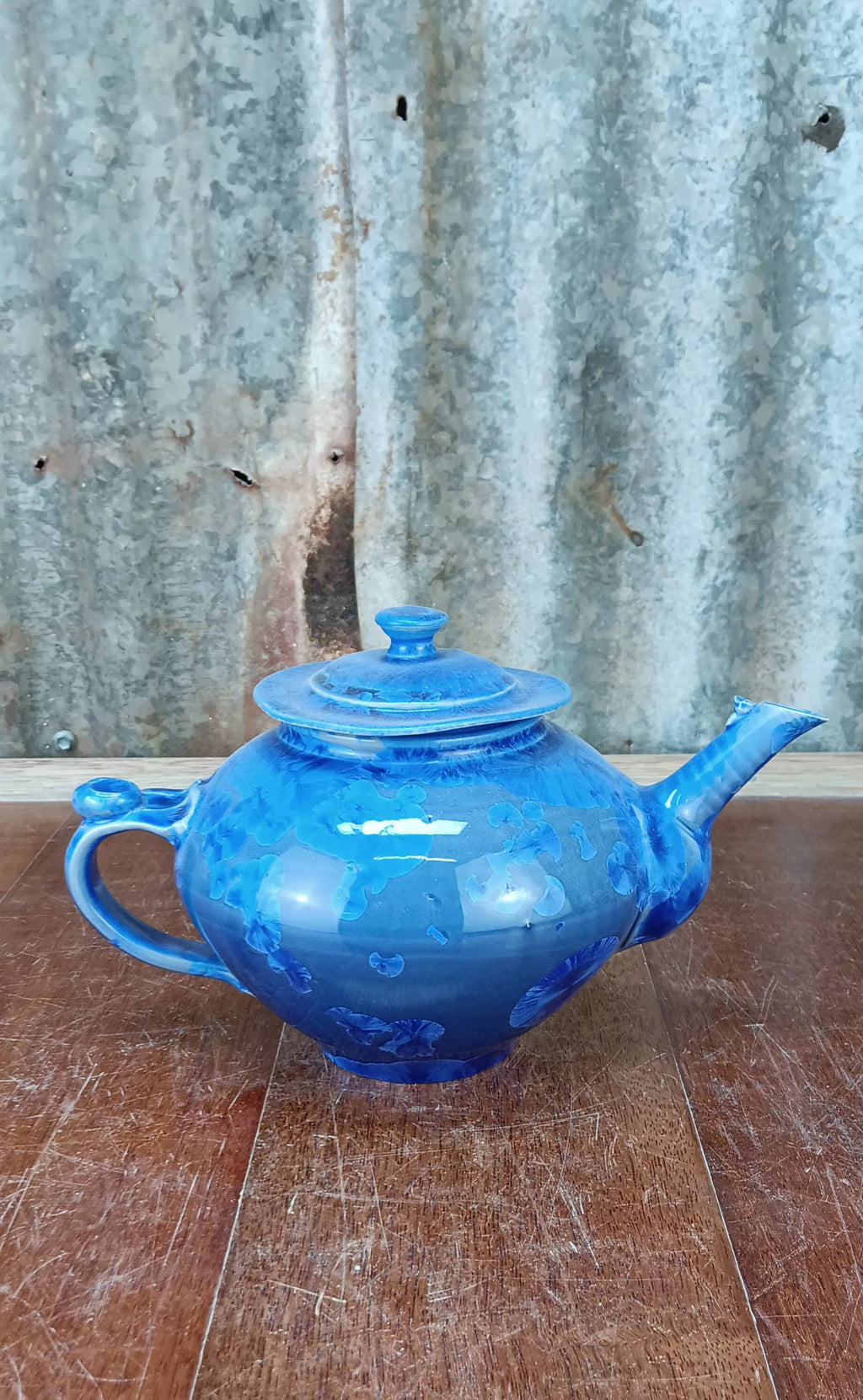 Tea Pot - Crystalline - Blue – Peter Wallace Pottery