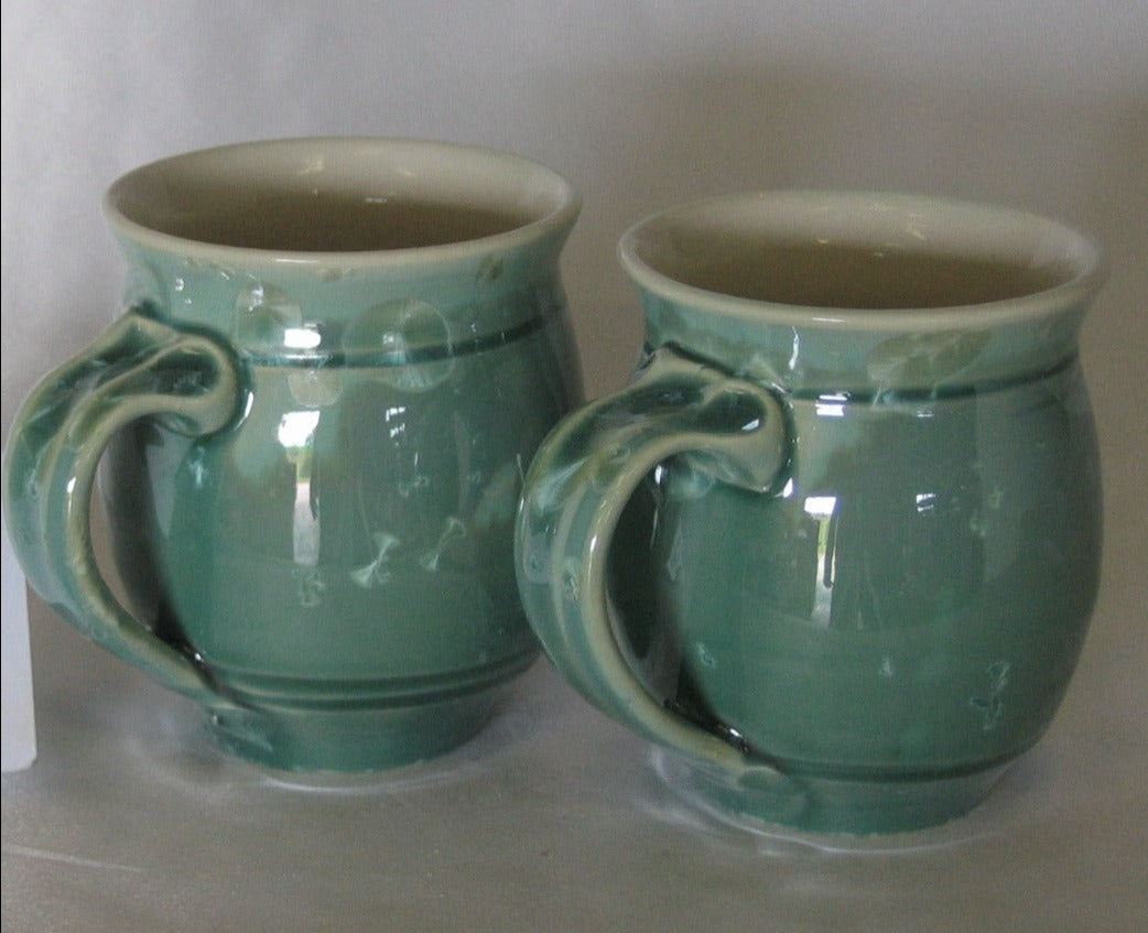 Mugs - Crystalline - Green - Peter Wallace Pottery