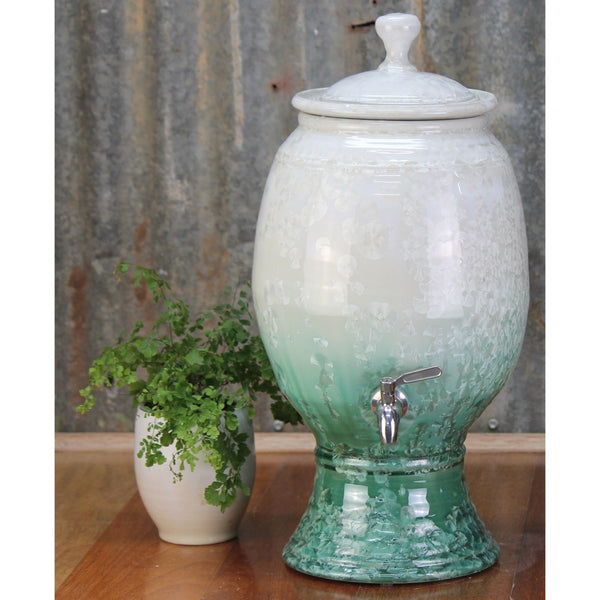 Crystalline Green & White Ceramic Water Filter | Peter Wallace Pottery